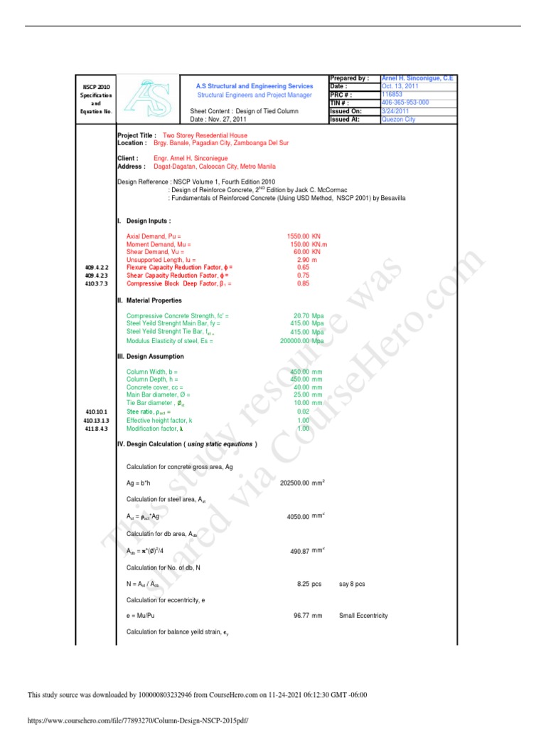 NSCP 2015 Column Design Guidelines | PDF | Strength Of Materials ...