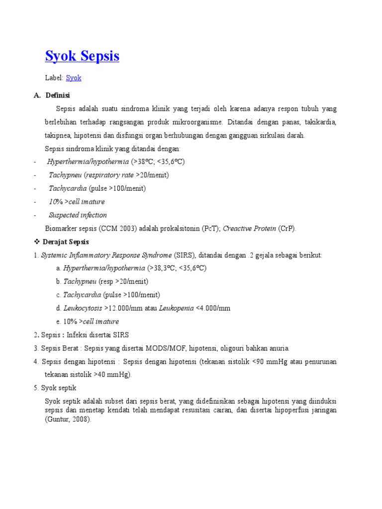 PATOFISIOLOGI SEPSIS DAN SYOK SEPTIK | PDF