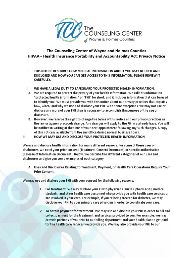 Hipaa Privacy Notice | PDF | Health Insurance Portability And ...