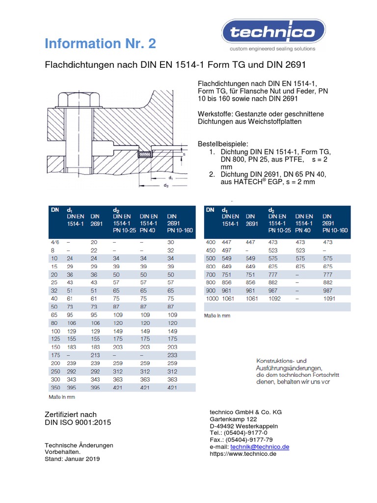Technische Information 2 - en 1514-1 TG Und DIN 2691 | PDF