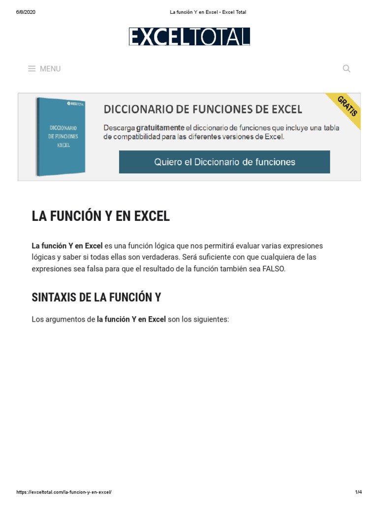 La Función Y en Excel - Excel Total | PDF | Lógica | Lógica matemática