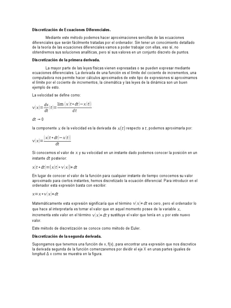 Discretización de Ecuaciones Diferenciales | PDF | Ecuaciones | Derivado