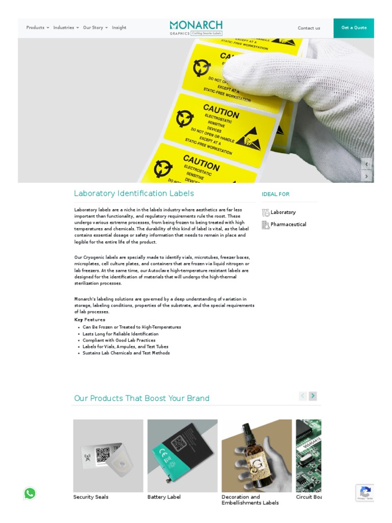Laboratory Identification Labels - Monarch | PDF | Laboratories