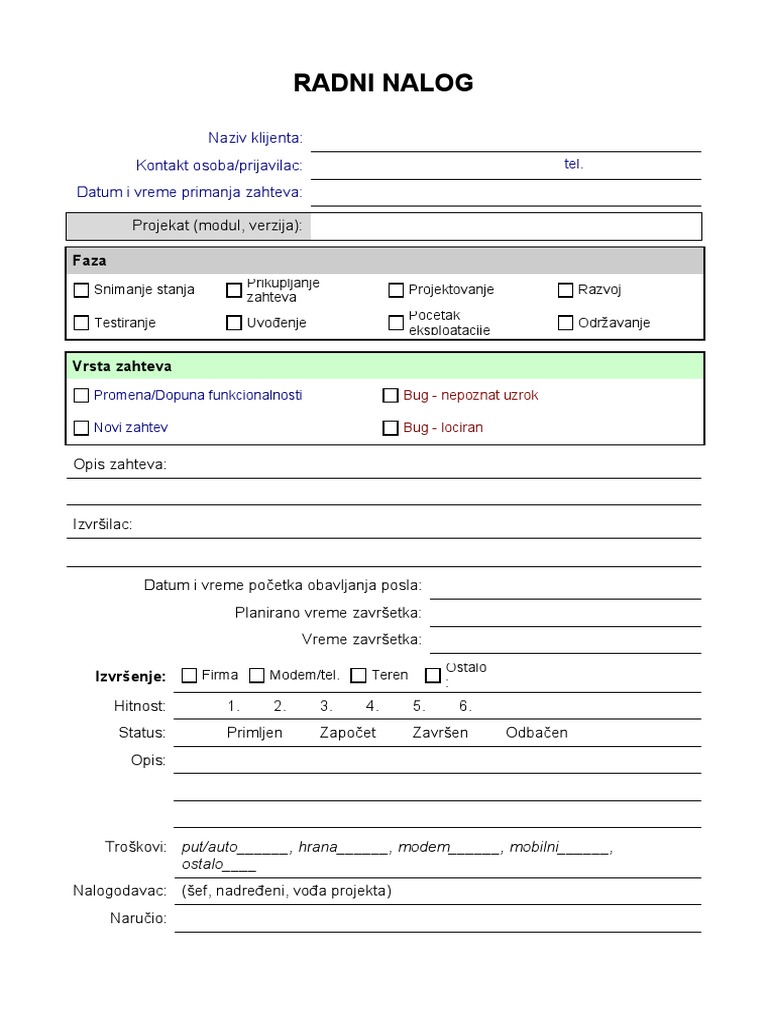 Radni Nalog | PDF