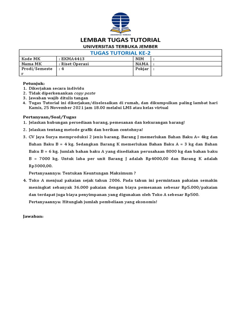 TT 2 Riset Operasi | PDF | Seni