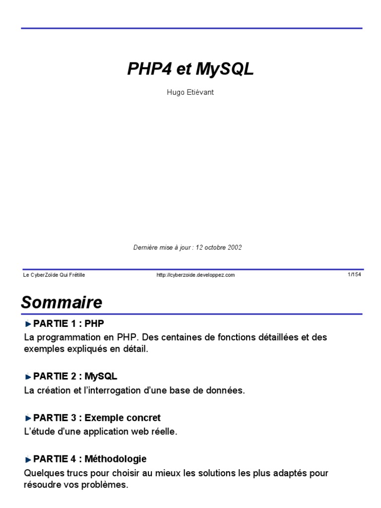 Php4 Mysql | PDF | PHP | Paradigme de programmation