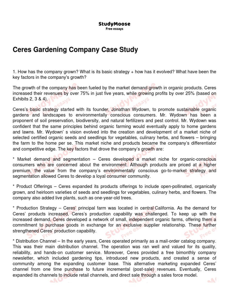 Ceres Gardening Company Case Study | PDF | Inventory | Retail