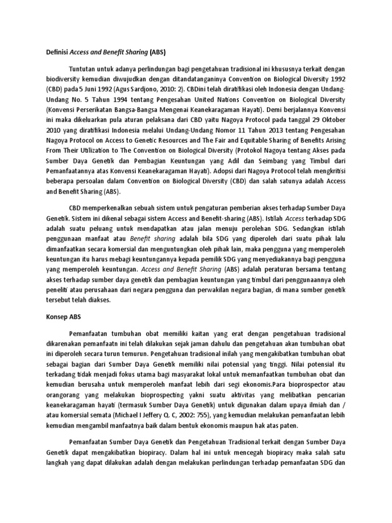 Definisi Access and Benefit Sharing | PDF Definisi Access and Benefit Sharing | PDF
