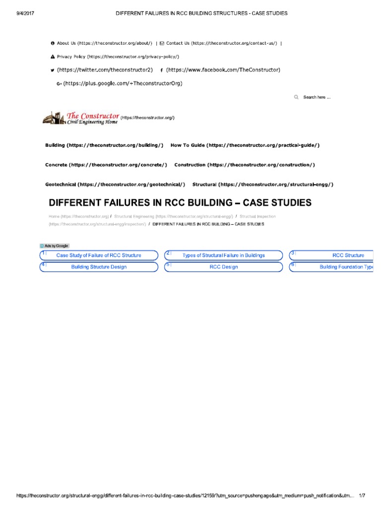 Different Failures in RCC Building Structures - Case Studies | PDF