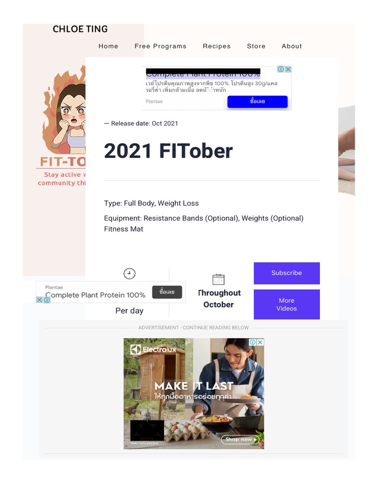 Chloe Ting - 2021 FITober Challenge - Free Workout Program | PDF ...