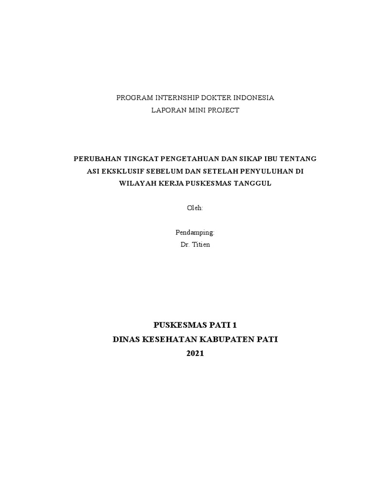 Program Internship Dokter Indonesia Laporan Mini Project | PDF