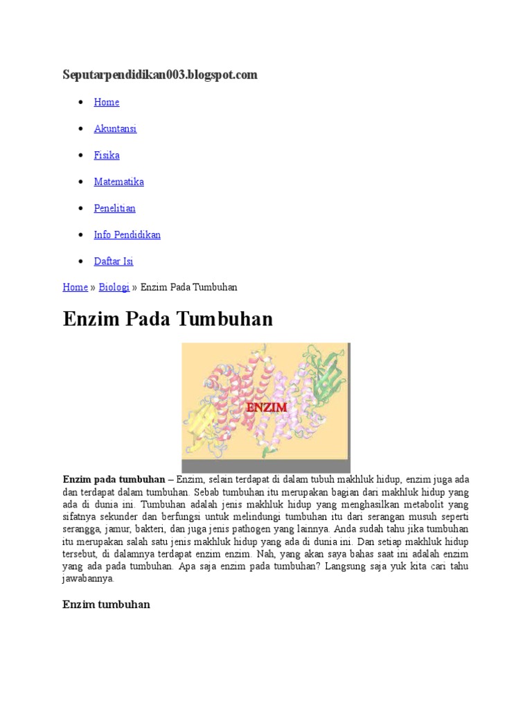 Enzim Pada Tanaman | PDF