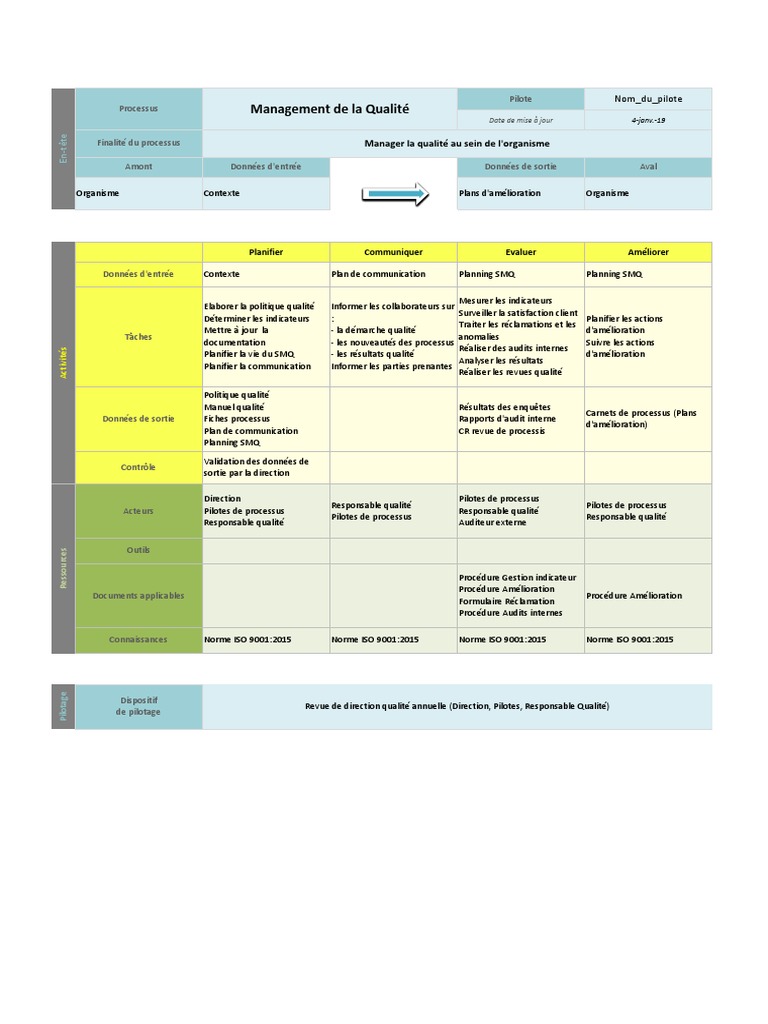 Fiche Processus Qualité | PDF | Audit | Gestion informatique
