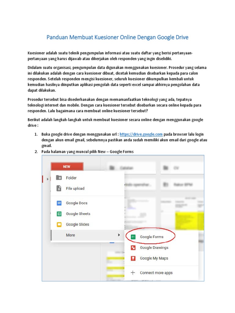 Panduan Membuat Kuesioner Online Dengan Google Drive | PDF