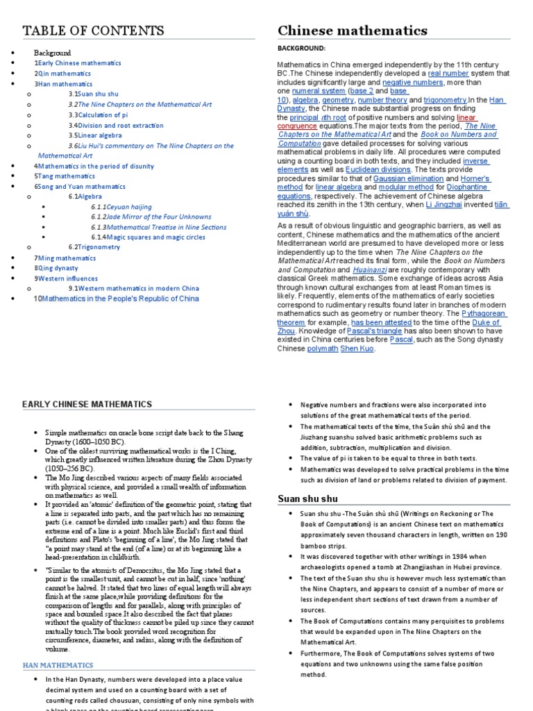 Ancient Chinese Mathematics | PDF | Pi | Mathematics