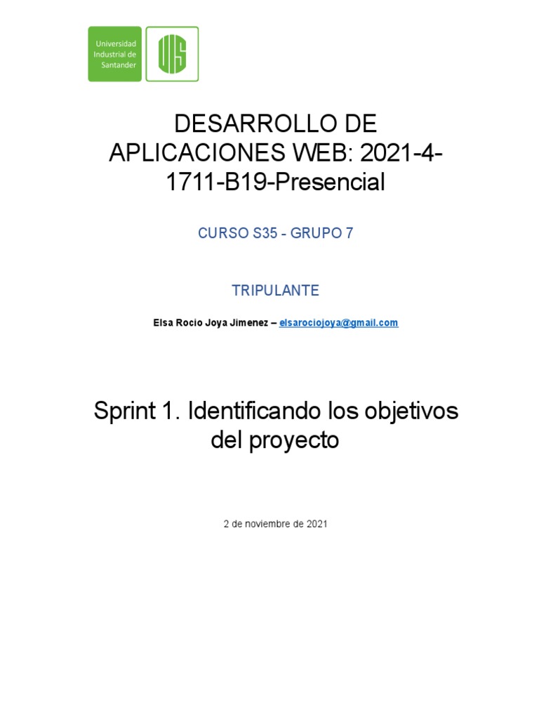 Sprint1-Definiendolosobjetivosdelproyecto | PDF | Scrum (desarrollo de software)