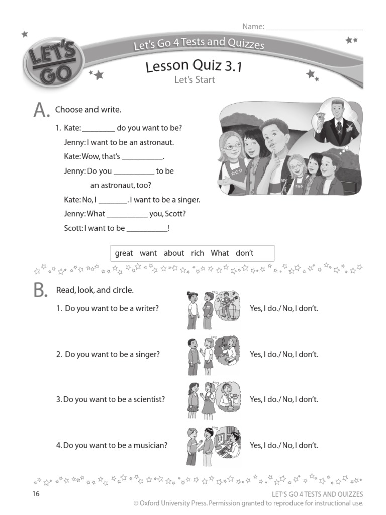 Let's Go 4 Quiz | PDF | Quiz