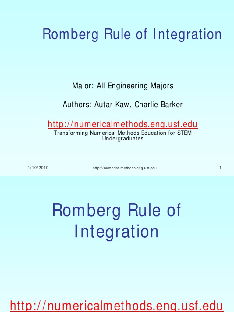An In-Depth Exploration of Romberg Integration and Richardson's Extrapolation for Improving the ...