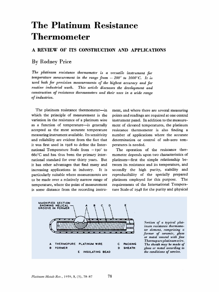 The Platinum Resistance Thermometer: Liodney | PDF | Thermometer ...
