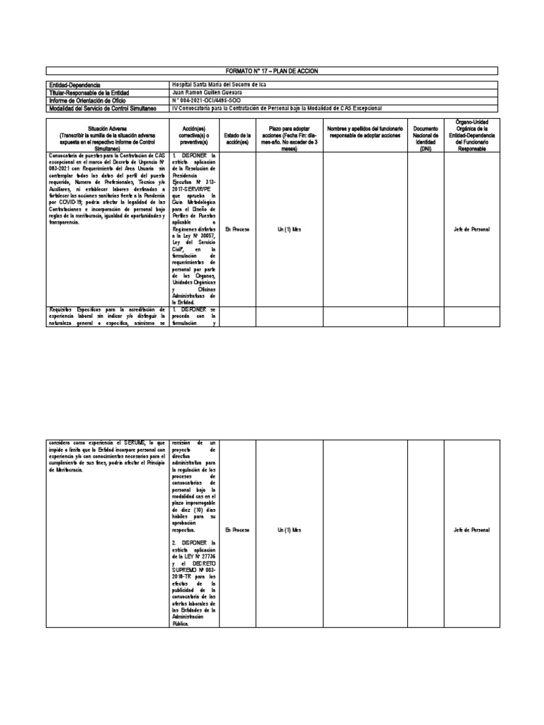 Formato 17 Plan de Accion Contraloria | PDF | Gobierno | Justicia