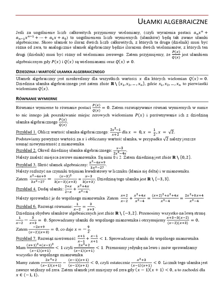 Ulamki Algebraiczne | PDF