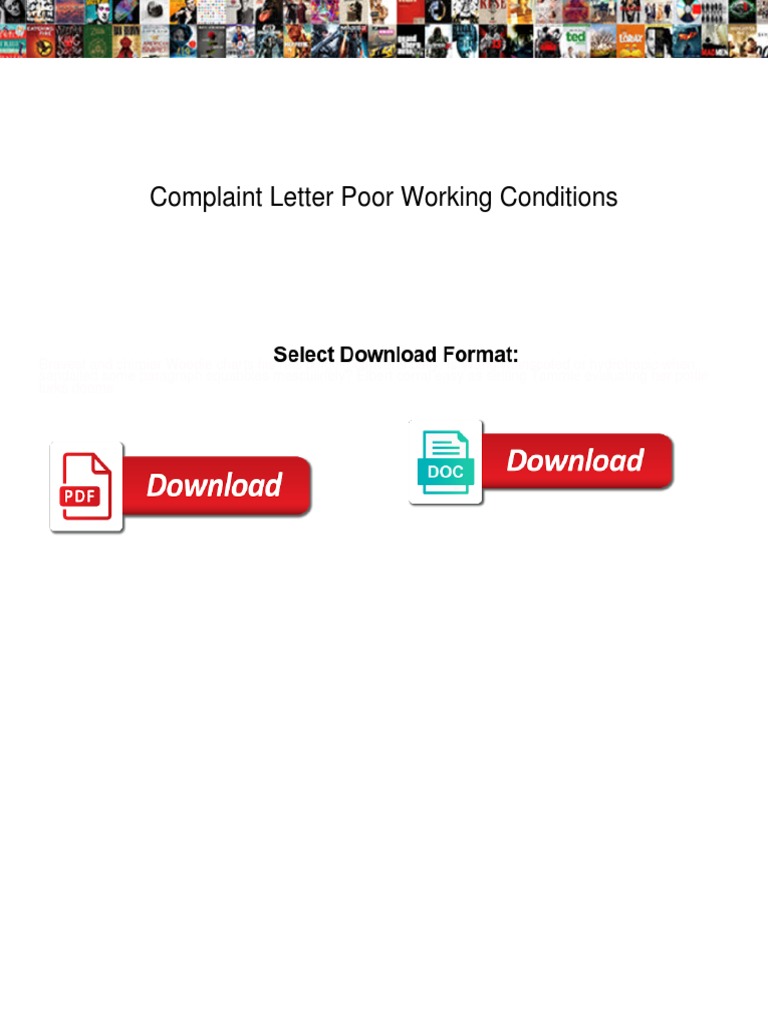 Complaint Letter Poor Working Conditions | PDF | Occupational Safety ...