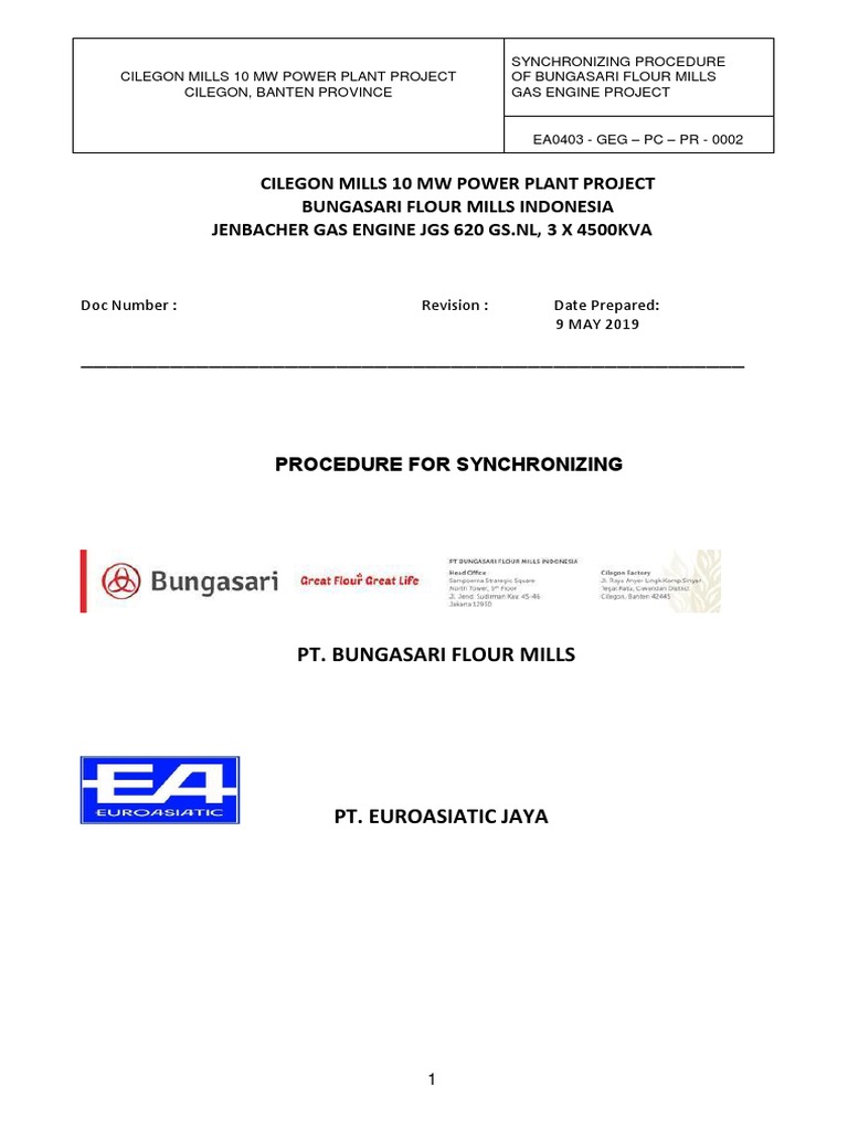 Synchronizing Procedure For Bungasari Project - 3 X Jgs 620 GS.N.L ...