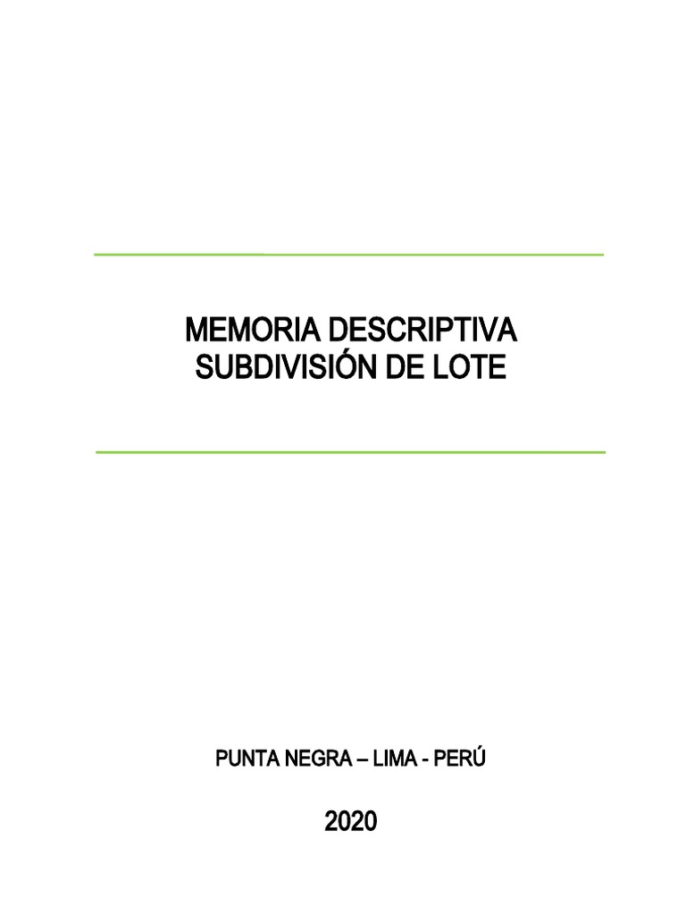 Subdivisión de Lote en Punta Negra - Lima | PDF | Geografía ...