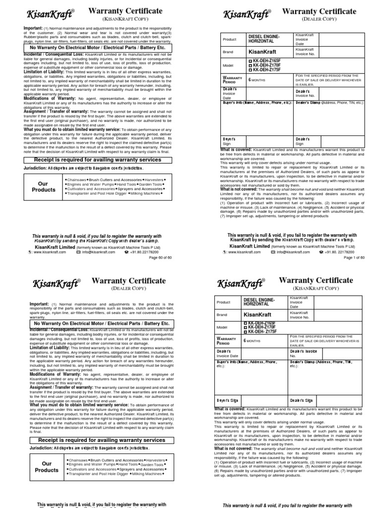 z170 Catalouge | PDF | Legal Liability | Engines