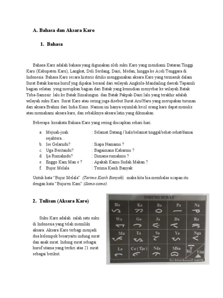 Bahasa dan Aksara Suku Karo | PDF | Seni & Disiplin Bahasa | Kajian ...