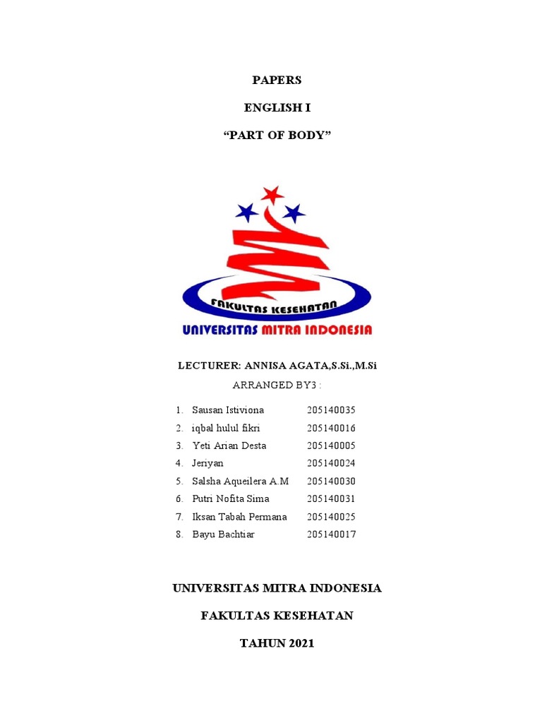 Makalah Kel 3 - Part of Body - B.inggris 2 | PDF | Human Body | Blood