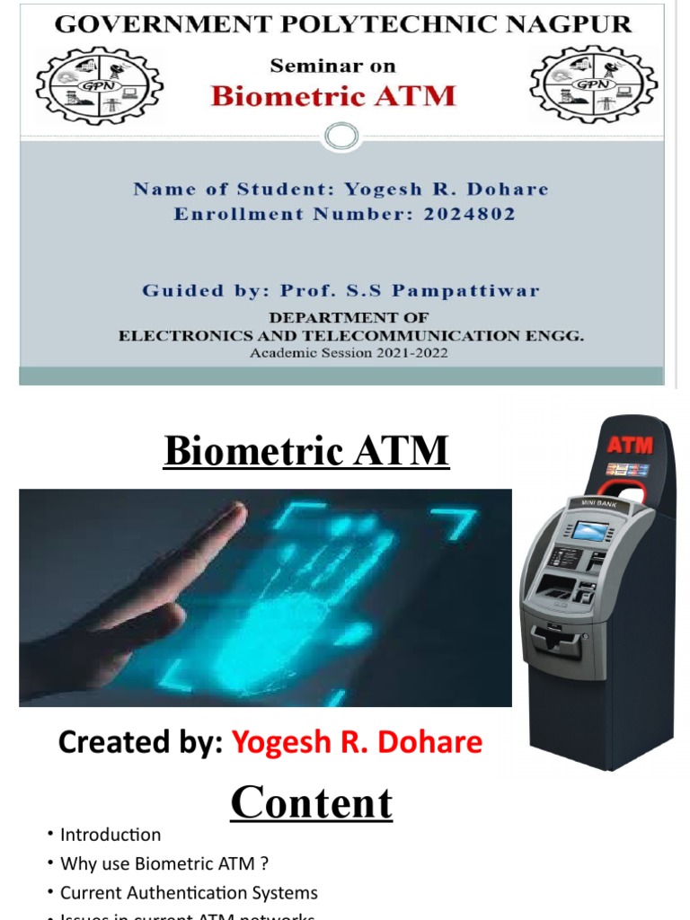 Biometric Atm Authentication Pdf Biometrics Automated Teller Machine