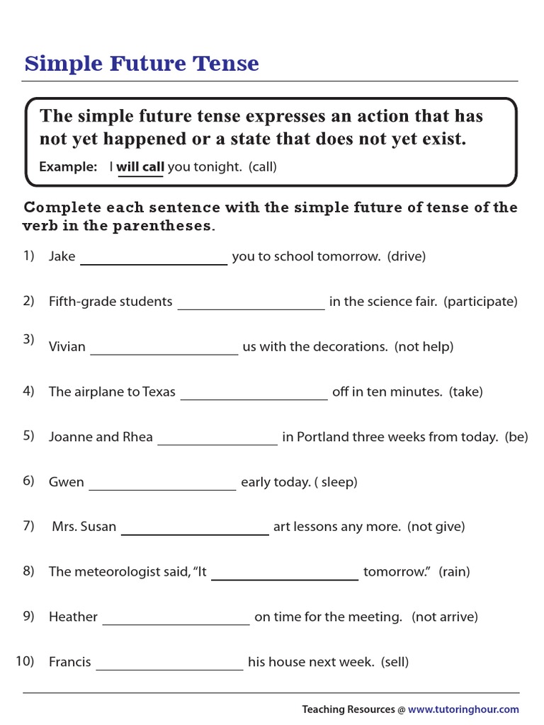 Simple Future Tense | PDF