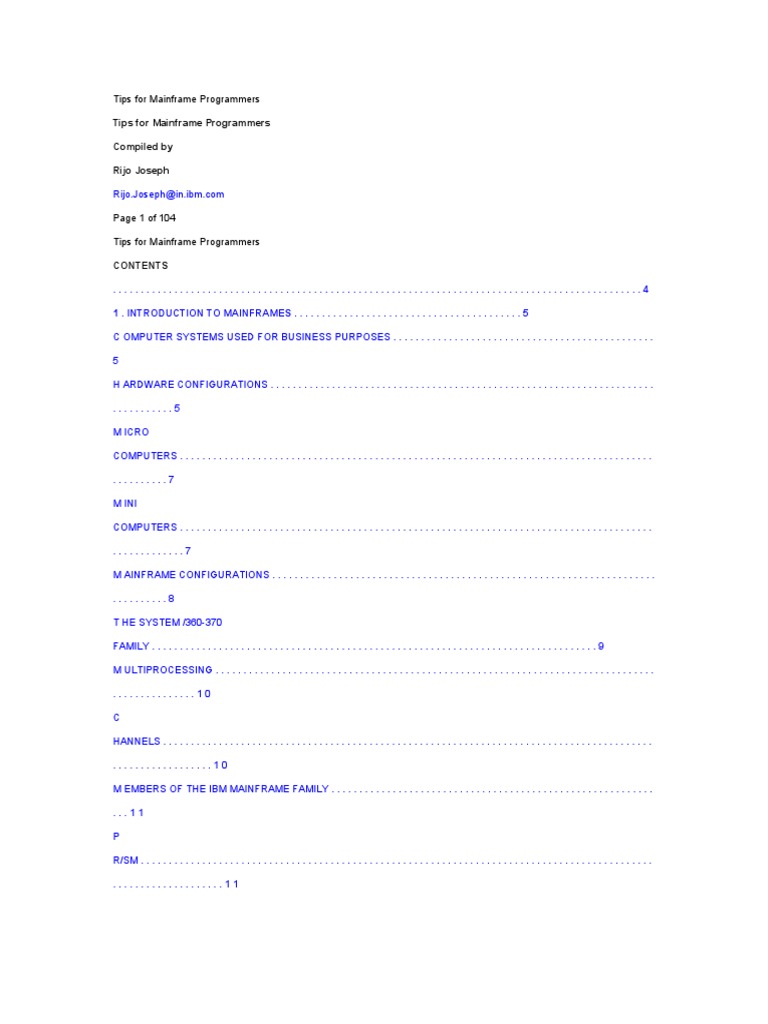 Tips For Mainframe Programmers Download Free Pdf Microcomputers