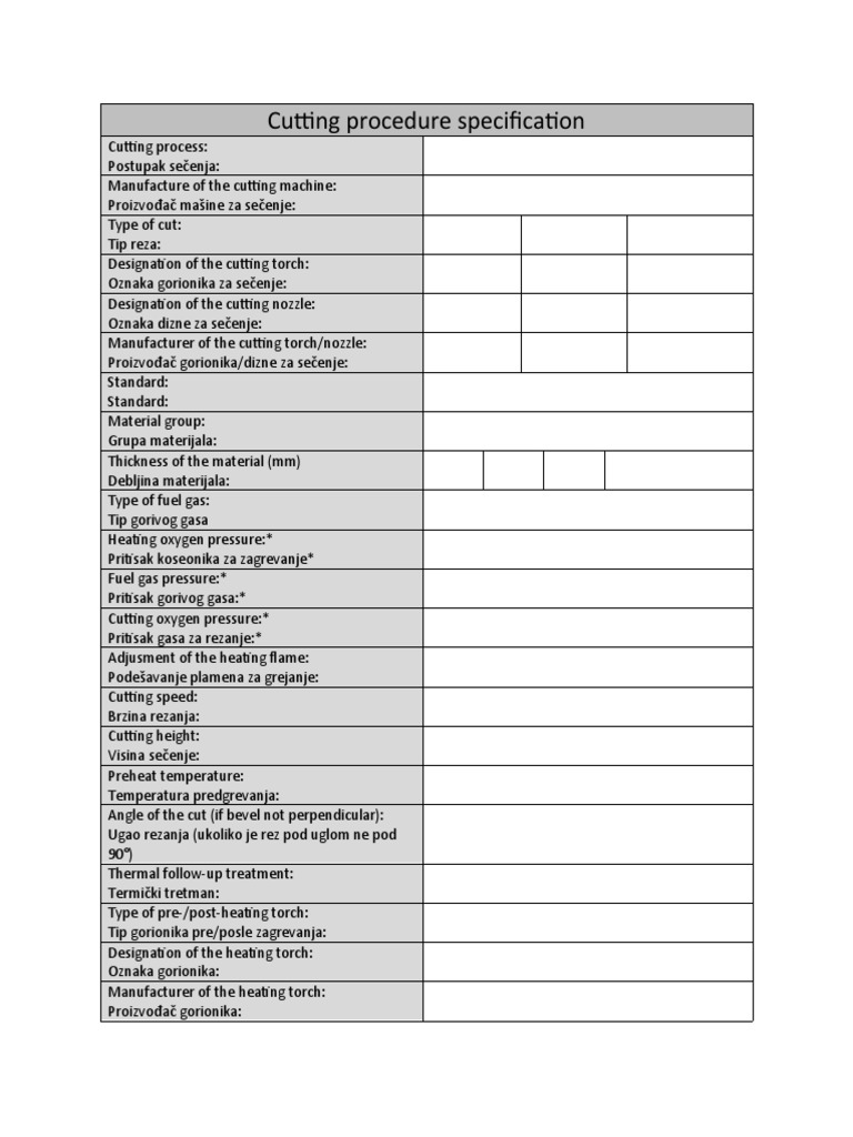 Cutting Procedure Specification Za Scribd | PDF | Home & Garden ...