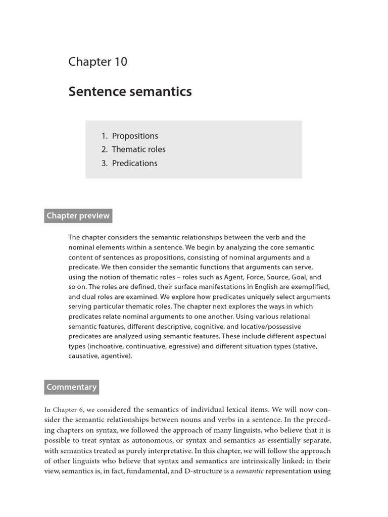 Linguistic Sentence Semantics | PDF | Predicate (Grammar) | Verb