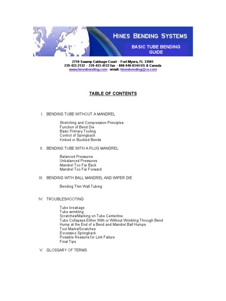 Basic Tube Bending Guide | Download Free PDF | Pipe (Fluid Conveyance) | Building Materials