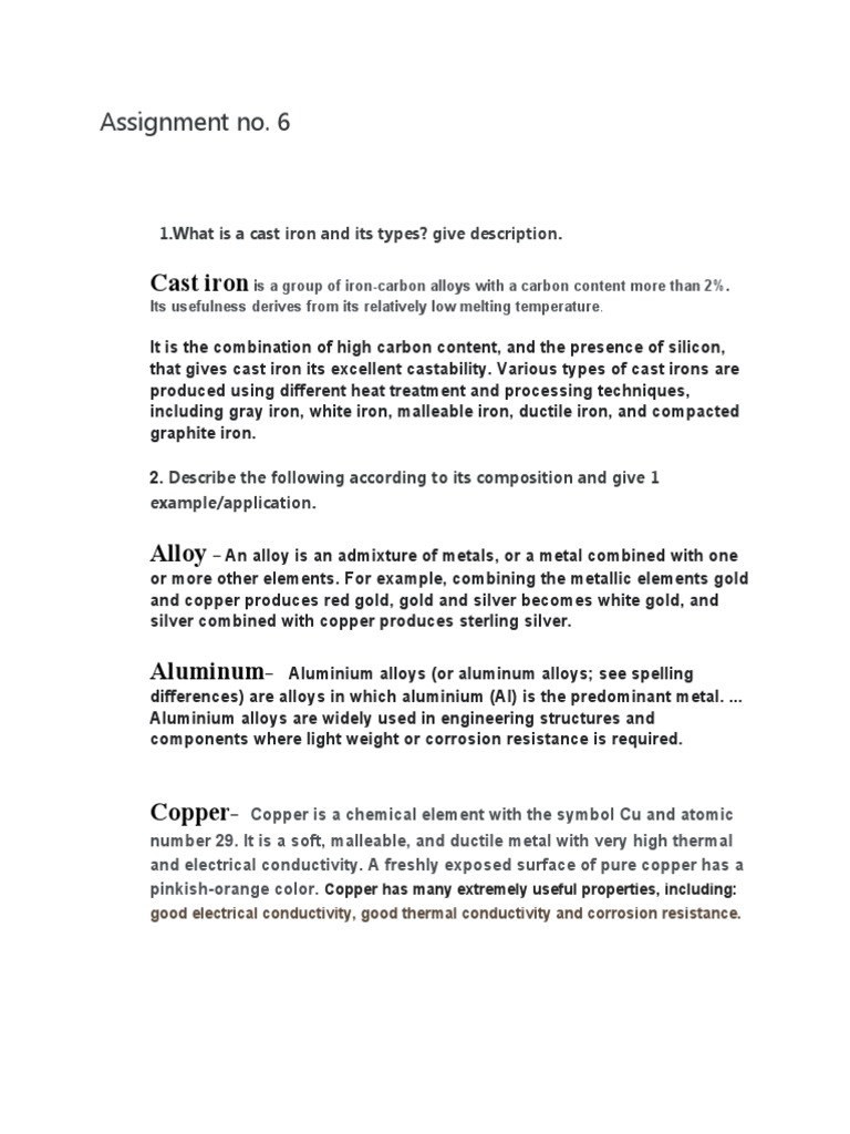 Assignment No 6 Pdf Alloy Metals