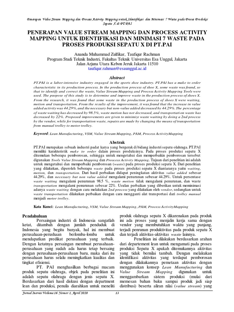 Penerapan Value Stream Mapping Dan Process Activity Mapping Untuk ...