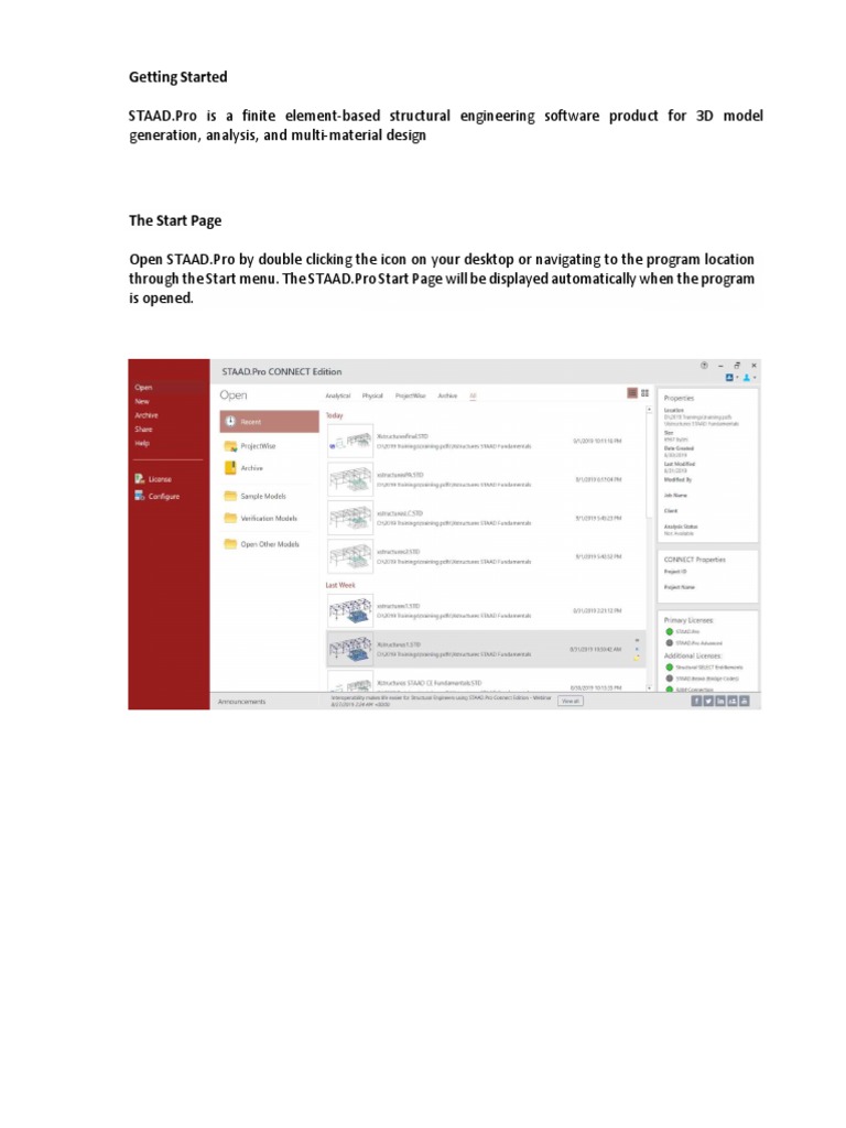 Getting Started with STAAD.Pro | PDF | System Software | Software