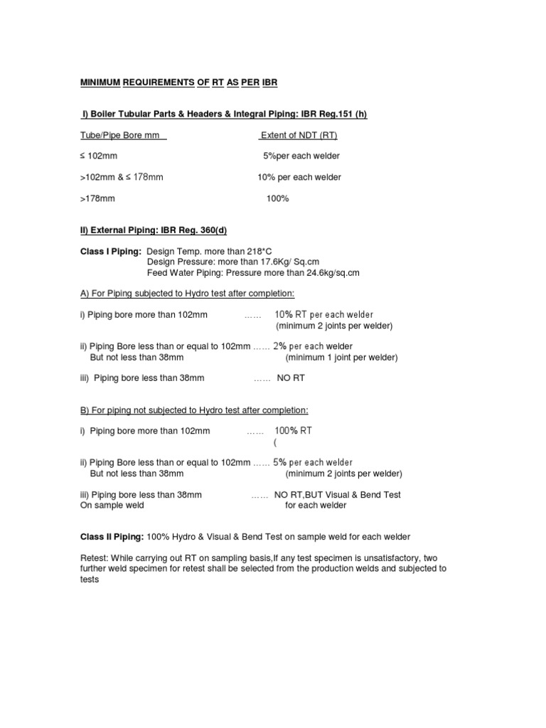 RT&HT As Per IBR | PDF | Construction | Welding