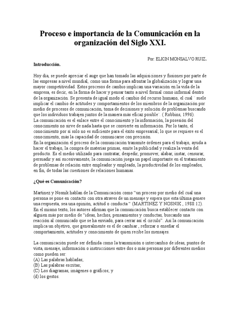 Proceso E Importancia De La Comunicacion Pdf Comunicación