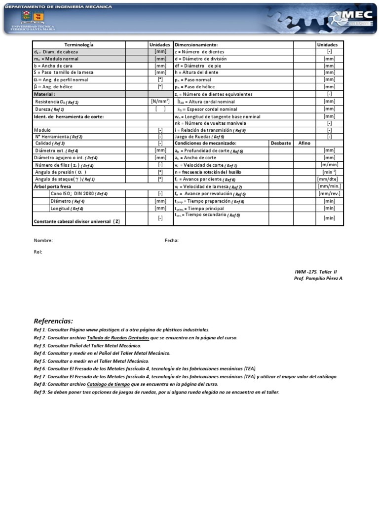 Tabla Calculos Ruedas Dentadas Actualizado | PDF | Engranaje | Sector ...