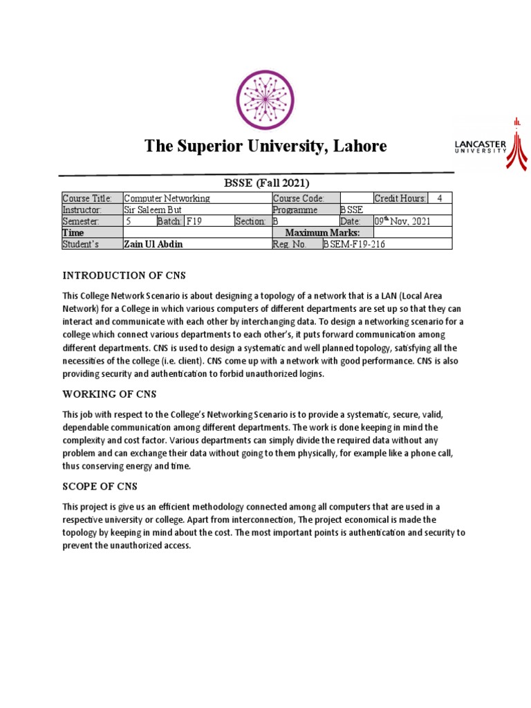 The Superior University, Lahore: BSSE (Fall 2021) | PDF | Technology ...
