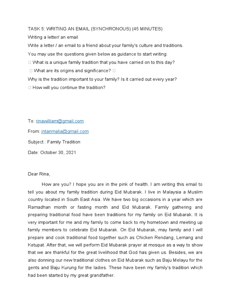 Writing About Family Traditions | PDF