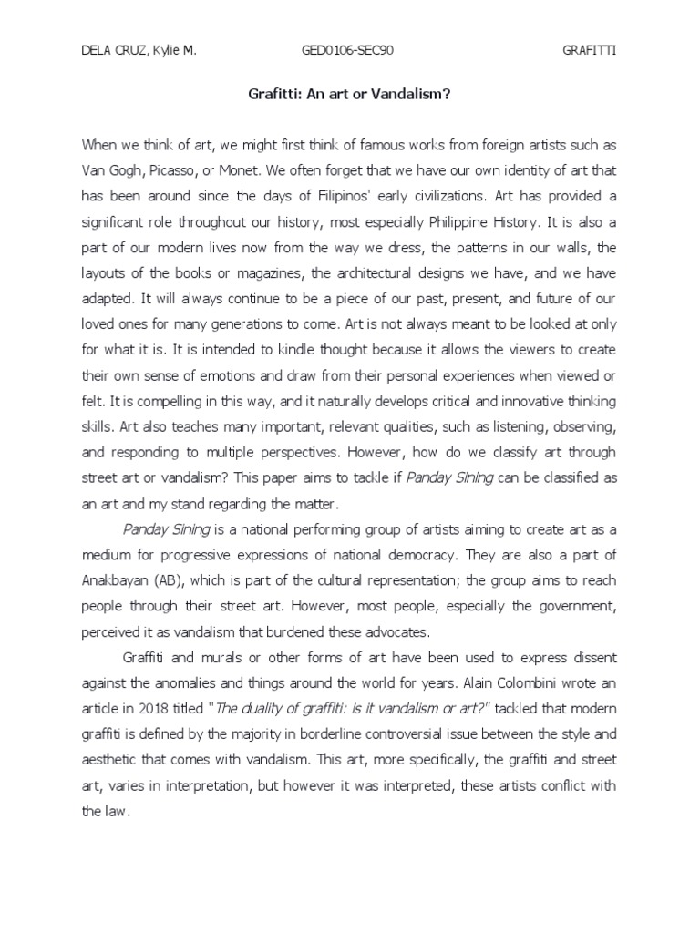 Graffiti: Art or Vandalism Debate | PDF | Graffiti