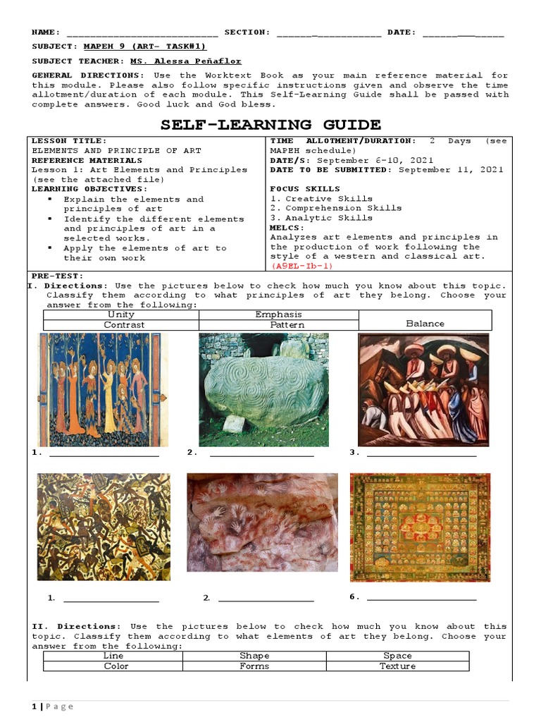 Task#1 ART Elements and Principles of Art | PDF | Cognition | The Arts