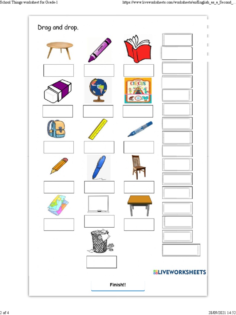 Grade 1 School Things Worksheet | PDF