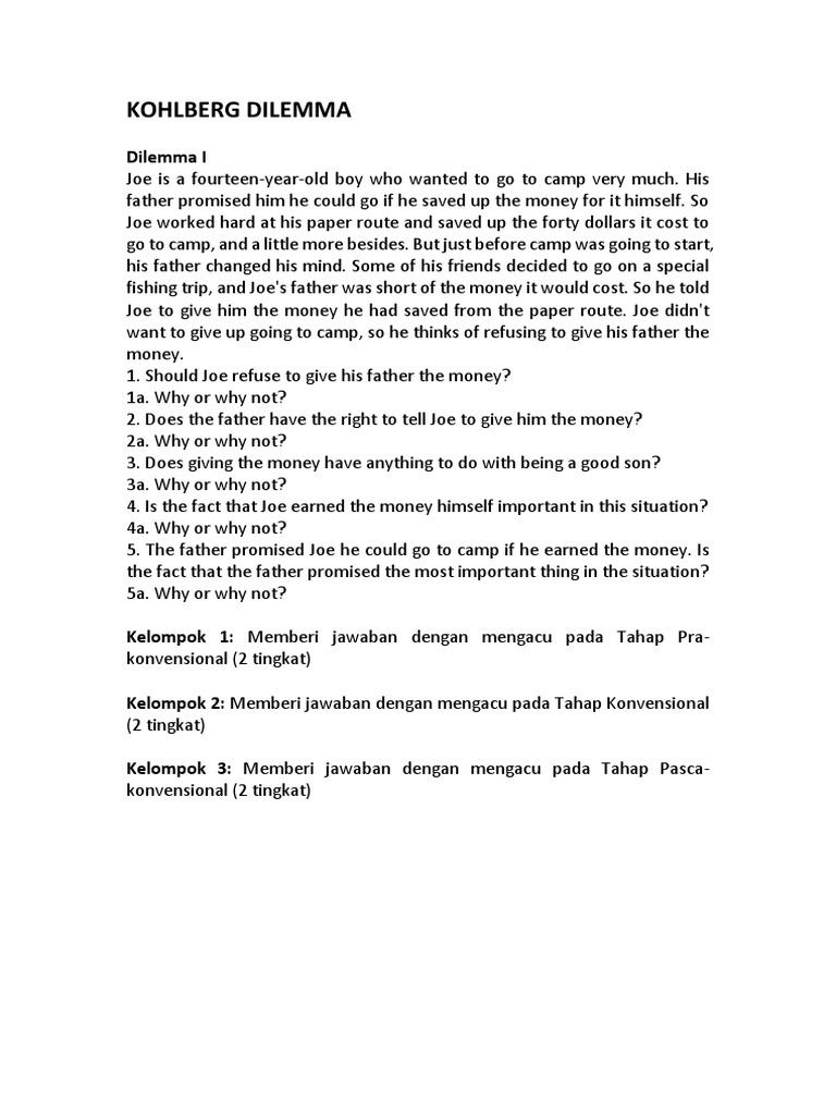 Kohlberg Dilemma | PDF