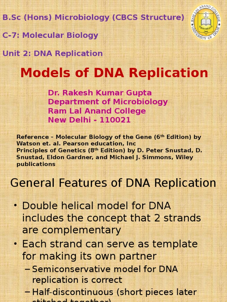 DNA Replication Models Unit-2 Lecture 1rkg | PDF | Dna Replication | Dna
